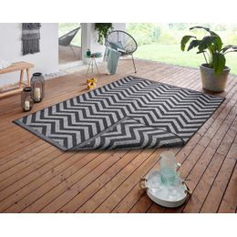 Teppich NORTHRUGS "Palma Wendeteppich" Teppiche Gr. B/L: 240 cm x 340 cm, 5 mm, 1 St., blau (nachtblau, silberfarben) In-& Outdoor, Wetterfest, Balkon, Garten, Wohnzimmer, Wasserfest