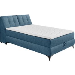 Boxbett ED EXCITING DESIGN "Atlantis", blau, B:145cm L:240cm, 100% Polyester, Komplettbetten, mit Bettkasten und Stauraum im Kopfteil