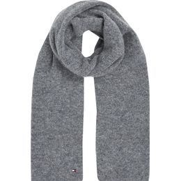 Strickschal Tommy Hilfiger "ESSENTIAL FLAG FUZZY SCARF" grau (mid grey melange) Damen Modetücher mit Logostickerei