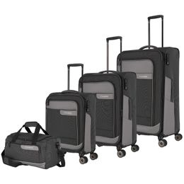 Trolleyset Travelite "VIIA S/M/L und Reisetasche" grau (schiefer) Koffer-Sets Kofferset Reisegepäck mit erweiterbarem Volumen und TSA Schloss