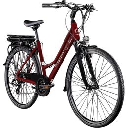 E-Bike agon "Avesa" E-Bikes Gr. 48 cm, 28 Zoll (71,12 cm), rot (weinrot) Pedelec, Elektrofahrrad für Damen u. Herren, Trekkingrad