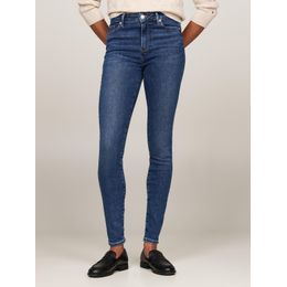 Skinny-fit-Jeans Tommy Hilfiger "HARLEM U SKINNY HW CAL" Gr. 25, Länge 30, blau (ana), Damen, Denim/Jeans, Obermaterial: 83% Baumwolle, 10% Modal, 4% Elastomultiester, 3% Elasthan, Jeans, mit Tommy Hilfiger Logo-Badge