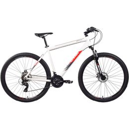 Mountainbike WYNN "HRT2.0" Gr. 48, weiß (weiß, rot, grau, schwarz), Fahrräder, 48cm, 29 Zoll (73,66cm) hinten: 28 Zoll (71,12cm)