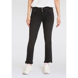 Bootcut-Jeans Herrlicher "Baby Cropped Recycled Denim Black Stretch" Gr. 29, N-Gr, schwarz (black dull) Damen Jeans