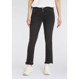 Bootcut-Jeans Herrlicher "Baby Cropped Recycled Denim Black Stretch" Gr. 28, N-Gr, schwarz (black dull) Damen Jeans