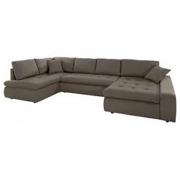 Wohnlandschaft Trendmanufaktur "Indie II, tolle Detailverarbeitung, bequem und komfortabel im Sitz" Sofas Gr. B/H/T: 335cm x 86cm x 179cm, Struktur fein, Recamiere rechts, mit Bettfunktion, braun (hellbraun) wahlweise mit Bettfunktion, U-Form