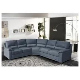 Ecksofa Egoitaliano "Doris, modernes Designerecksofa in hochwertigen Microfaserqualitäten" Sofas Gr. B/H/T: 266cm x 90cm x 246cm, Luxus-Microfaser Lederoptik, langer Schenkel rechts, blau (ozeanblau) edle Detailverarbeitung, wahlweise fleckenabweisend oder in Lederoptik