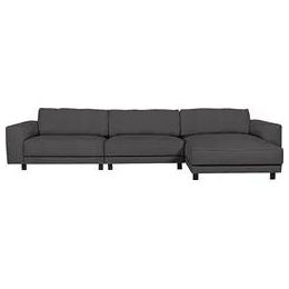 Ecksofa furninova "Samba schön bequem und hochwertig verarbeitet" Sofas Gr. B/H/T: 353 cm x 74 cm x 163 cm, Struktur, Recamiere rechts, ohne Bettfunktion, grau (grey) mit toller Kedernaht, im skandinavischen Design, L-Form