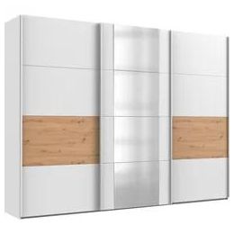 Schwebetürenschrank wimex "Barmbek Schlafzimmerschrank BESTSELLER Garderobenschrank" Schränke Gr. B/H/T: 313cm x 236cm x 64cm, 3 St., weiß (weiß/artisan eiche nachbildung/spiegel) Kleiderschrank mit 2 Stoffboxen und zusätzlichen Böden, Spiegeltür