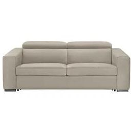 Schlafsofa Egoitaliano "Cabiria, Design und super Sitz- Liegekomfort" Sofas Gr. B/H/T: 226 cm x 97 cm x 103 cm, Luxus-Microfaser Lederoptik, grau (opal grau) Sofa inkl. Schlaffunktion, Kopfteile verstellbar, mit Metallfüßen