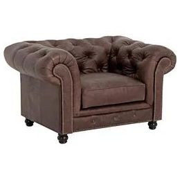 Chesterfield-Sessel Max Winzer "Old England, Loungesessel, bequem, mit tollen Details" Sessel Gr. NaturLEDER, B/H/T: 131 cm x 76 cm x 96 cm, braun Ledersessel mit Knopfheftung & Ziernägeln