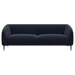 3-Sitzer FLEXLUX "Belle Designsofa, Couch, bequem durch Kaltschaum im Sitz" Sofas Gr. B/H/T: 218cm x 74cm x 89cm, Velvet, blau (royal blau) Skandinavisches Design, In hochwertiger Verarbeitung