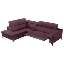 Ecksofa Egoitaliano "Edith, Designsofa mit hohem Sitzkomfort, L-Form" Sofas Gr. B/H/T: 269cm x 96cm x 203cm, Luxus-Microfaser BLUSH, Ottomane links, lila (plum) inkl. elektrischer Relaxfunktion und manuell verstellbaren Kopfteilen