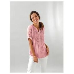 Longbluse Inspirationen Gr. 52, rosa (rosenquarz), Damen, 100% Viskose, Spitzenbesatz:100% Baumwolle, unifarben, Blusen