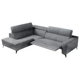 Ecksofa Egoitaliano "Edith, Designsofa mit hohem Sitzkomfort, L-Form" Sofas Gr. B/H/T: 269cm x 96cm x 203cm, Luxus-Microfaser Lederoptik, Ottomane links, grau (steingrau) inkl. elektrischer Relaxfunktion und manuell verstellbaren Kopfteilen