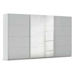 Schwebetürenschrank Rauch "Kleiderschrank Kleiderschränke Schrank Garderobe AGORDO mit Glasfront" Schränke Gr. B/H/T: 360cm x 210cm x 62cm, 3 St., grau (seidengrau/glas seidengrau) durchdachte Innenausstattung, in 4 Breiten und 2 Höhen MADE IN GERMANY