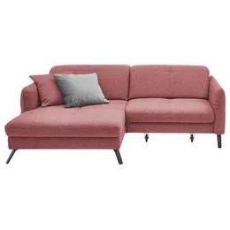 Ecksofa SET ONE BY Musterring "SO 4400 V" Sofas Gr. B/H/T: 259cm x 84cm x 167cm, Struktur weich AMSTERDAM, Recamiere links, mit Armteilverstellung-mit Kopfteilverstellung-mit Sitting-Bett motorisch-Kaltschaum, lila (chianti) wahlweise mit motorischer Bettfunktion & Kopfverstellung, Fuß schwarz