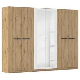 Drehtürenschrank Rauch "Kleiderschrank Schrank Garderobe Garderobenschrank Stauraumwunder MODI" Schränke Gr. B/H/T: 271cm x 210cm x 54cm, Mit Spiegel, weiß (eiche artisan/weiß) inkl. Stoff-Organizer mit 6 Fächern optionaler Spiegel MADE IN GERMANY