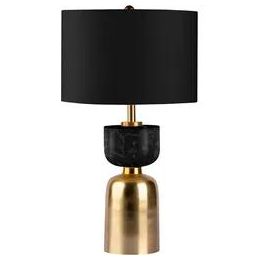 Tischleuchte Kayoom "Tischlampe Cirus 125" Lampen Gr. 1 flammig, H: 54cm,, goldfarben (schwarz, gold) Sockel in Material-Mix aus Marmor und Eisen, mit Stoffschirm