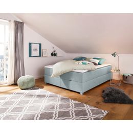 Boxbett Inosign "Alexis", blau (petrol), B:160cm L:200cm, Struktur fein (100% Polyester), Komplettbetten, ohne Kopfteil - ideal für Räume mit Dachschrägen; in 4 Breiten