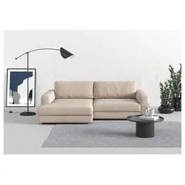 Ecksofa Trendmanufaktur "Bourbon, Designsofa mit tollem Sitzkomfort, L-Form" Sofas Gr. B/H/T: 250 cm x 84 cm x 176 cm, Struktur fein, mega-Recamiere links, XXL ohne Sitztiefenverstellung, grau (taupe) extra tiefe Sitzfläche, wahlweise mit Sitztiefenverstellung