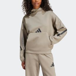 Kapuzensweatshirt adidas Sportswear "W Z.N.E. OH HD" Gr. XL, beige (clay) Damen Sweatshirts