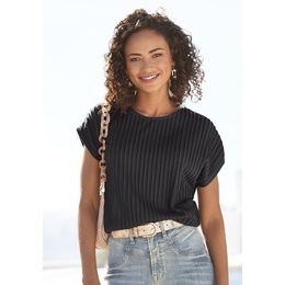 Lascana Kurzarmshirt schwarz Gr. 32/34 für Damen. Mit Rundhals. Figurumspielend