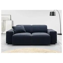 2-Sitzer Andas "Glimminge auch in Breitcord + Feincord Easy care-Bezug" Sofas Gr. B/H/T: 194cm x 71cm x 101cm, Easy care, blau (dunkelblau) besondere Kedernähte,, Zierkissen