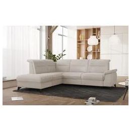 Sit & More Ecksofa SIT & MORE "Astoria L-Form" Sofas Gr. B/H/T: 256cm x 91cm x 225cm, Flachgewebe, Ottomane links, ohne Kopfteilverstellung-ohne Armlehnfunktion-ohne Relaxfunktion motorisch im Sofa 2,5-sitzig, beige (nature) wahlweise mit motorischer Relaxfunktion