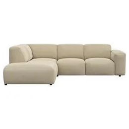 Ecksofa FLEXLUX "Lucera, super bequem durch hochwertigen Sitzaufbau mit Kaltschaum" Sofas Gr. B/H/T: 256cm x 73cm x 231cm, Chenille, Ottomane rechts, beige (sandy beige) modern & anschmiegsam, L-Form, Designsofa