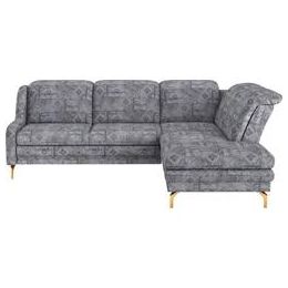 Sit & More Ecksofa SIT & MORE "Orient L-Form" Sofas Gr. B/H/T: 258cm x 91cm x 221cm, Jacquard, Ottomane rechts, mit Kopfteilverstellung-mit Bettfunktion-mit Stauraum, silberfarben (silber) inkl. 2 Zierkissen mit Strass-Stein, goldfabene Metallfüße