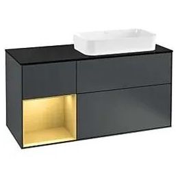 Villeroy & Boch Villeroy und Boch Finion Waschtischunterschrank G272HFHG 120cm, Abdeckplatte black matt, Emotion, Regal links Gold matt, Midnight Blue Matt Lacquer