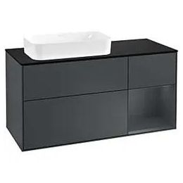 Villeroy & Boch Villeroy und Boch Finion Waschtischunterschrank F282HGHG 120cm, Abdeckplatte black matt, Regal rechts Midnight Blue Matt Lacquer, Midnight Blue Matt Lacquer