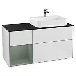 Villeroy & Boch Villeroy und Boch Finion Waschtischunterschrank F392GMMT 120cm, Abdeckplatte black matt, Regal links Olive Matt Lacquer, White matt lacquer