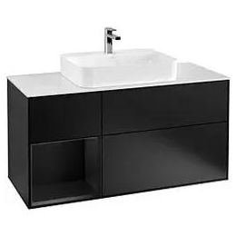 Villeroy & Boch Villeroy und Boch Finion Waschtischunterschrank F411PDPD 120cm, Abdeckplatte white matt, Regal links Black matt lacquer, Black matt lacquer