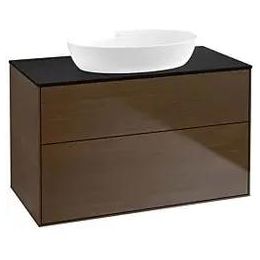 Villeroy & Boch Villeroy und Boch Finion Waschtischunterschrank GA0200GN 100x60,3cm, Emotion, Abdeckplatte black matt, Walnut veneer