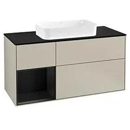 Villeroy & Boch Villeroy und Boch Finion Waschtischunterschrank G292PDHH 120cm, Abdeckplatte black matt, Emotion, Regal links Black matt lacquer, Sand Matt Lacquer