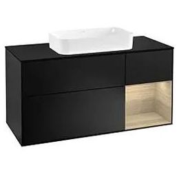 Villeroy & Boch Villeroy und Boch Finion Waschtischunterschrank G302PCPD 120cm, Abdeckplatte black matt, Emotion, Regal rechts Oak Veneer, Black matt lacquer