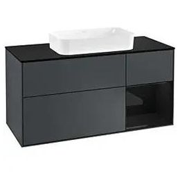 Villeroy & Boch Villeroy und Boch Finion Waschtischunterschrank G302PHHG 120cm, Abdeckplatte black matt, Emotion, Regal rechts Glossy Black Lacquer, Midnight Blue Matt Lacquer