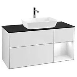 Villeroy & Boch Villeroy und Boch Finion Waschtischunterschrank G832GFMT 120cm, Abdeckplatte black matt, Emotion, Regale Glossy white lacquer, White matt lacquer