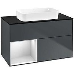 Villeroy & Boch Villeroy und Boch Finion Waschtischunterschrank G652MTHG 100x60,3x50,1cm, Regal links White matt lacquer, Midnight Blue Matt Lacquer