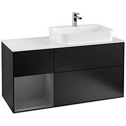 Villeroy & Boch Villeroy und Boch Finion Waschtischunterschrank G391GKPD 120cm, Abdeckplatte white matt, Emotion, Regal links Anthracite matt, Black matt lacquer