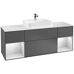 Villeroy & Boch Villeroy und Boch Finion Waschtischunterschrank G451MTGK 160cm, Abdeckplatte white matt, Emotion, Regale White matt lacquer, Anthracite matt