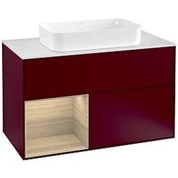 Villeroy & Boch Villeroy und Boch Finion Waschtischunterschrank G241PCHB 100cm, Abdeckplatte white matt, Emotion, Regal links Oak Veneer, Peony Matt