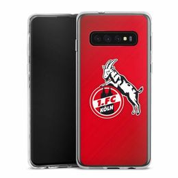 DeinDesign Handyhülle 1. FC Köln Offizielles Lizenzprodukt EffZeh 1. FC Köln rot, Samsung Galaxy S10 Silikon Hülle Bumper Case Handy Schutzhülle, weiß