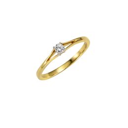 Damen Fingerring "Gold 585 zweifarbig mit Brillant 0,10ct.", 016 (50,5), 0,1 P2 = erkennbare Einschlüsse, Gold, gelb, Diamonds by Ellen K., Gold,