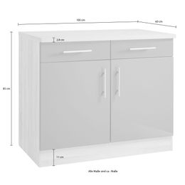 Unterschrank KOCHSTATION, B:100cm H:85cm T:60cm, braun, Küche, Schränke, "KS-Toledo"