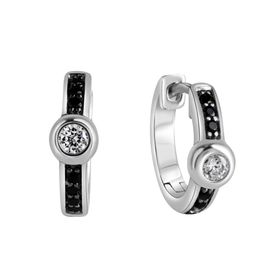 Celesta Damen Paar Creolen "925 Silber mit Zirkoniasteinen schwarz und wei&szlig;", one-size, Silber 925 (Sterlingsilber), silber, Silber 925
