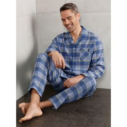 wäschepur Schlafanzug WÄSCHEPUR Gr. 48/50, bunt (jeansblau, gelb, kariert) Herren Homewear-Sets