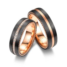 Partnerring MARRYA "MARRYA Carbon Ringe Trauringe Eheringe Partnerringe" Fingerringe Gr. 48, Carbon, rosegold (damen ring, schwarz, rosé) Damen